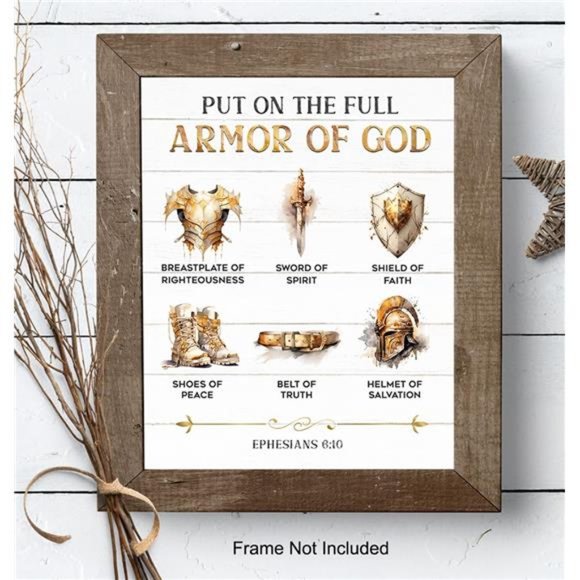 Wall Decor | Armor Of God Wall Art Decor Rustic Bible Verse 8x1 Poster ...